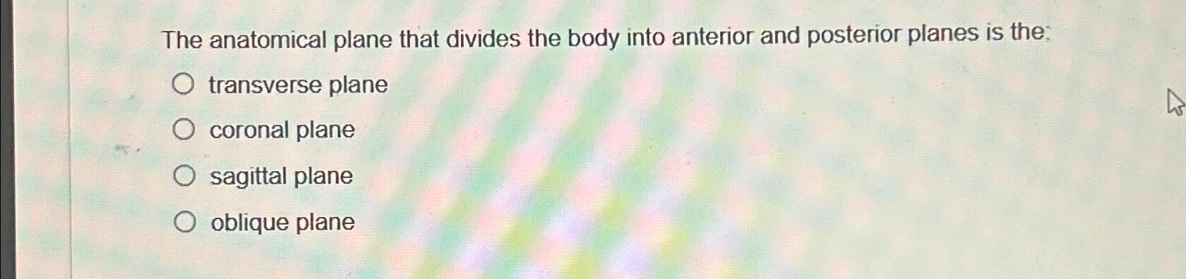 The anatomical plane that divides the body into | Chegg.com