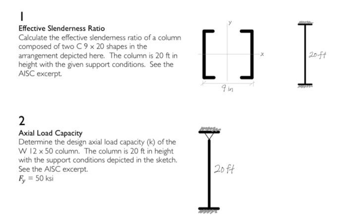 Solved I Effective Slenderness Ratio Calculate the effective | Chegg.com