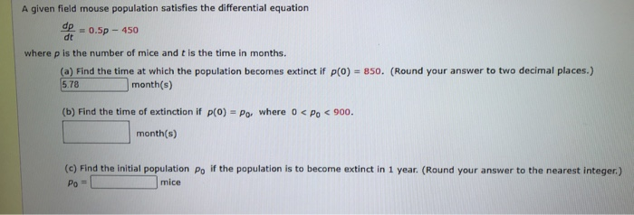 Solved A given field mouse population satisfies the | Chegg.com