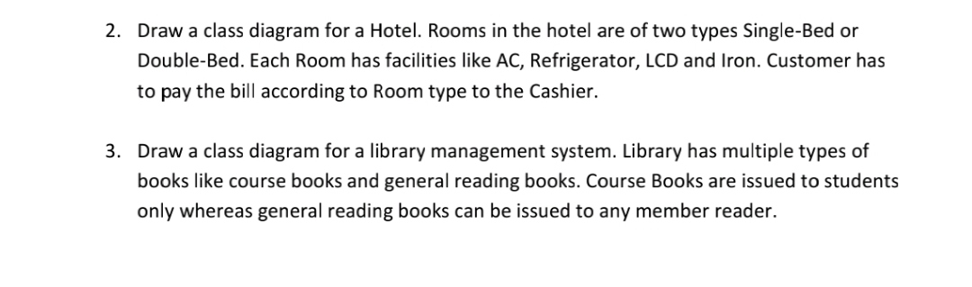 Solved Draw a class diagram for a Hotel. Rooms in the hotel | Chegg.com