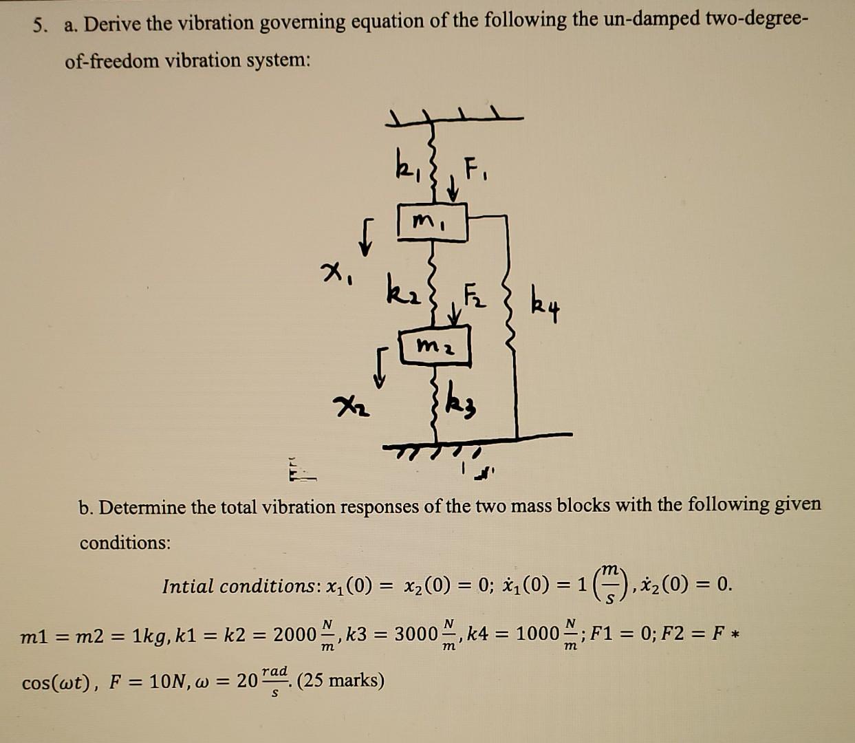 Solved 5. a. Derive the vibration governing equation of the | Chegg.com