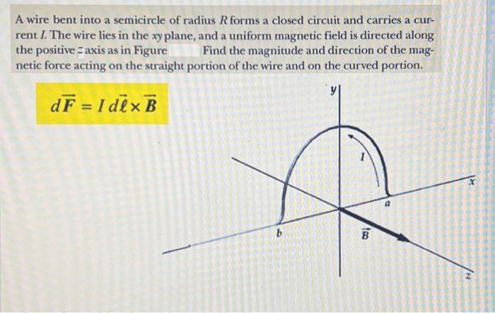Solved A wire bent into a semicircle of radius R forms a | Chegg.com