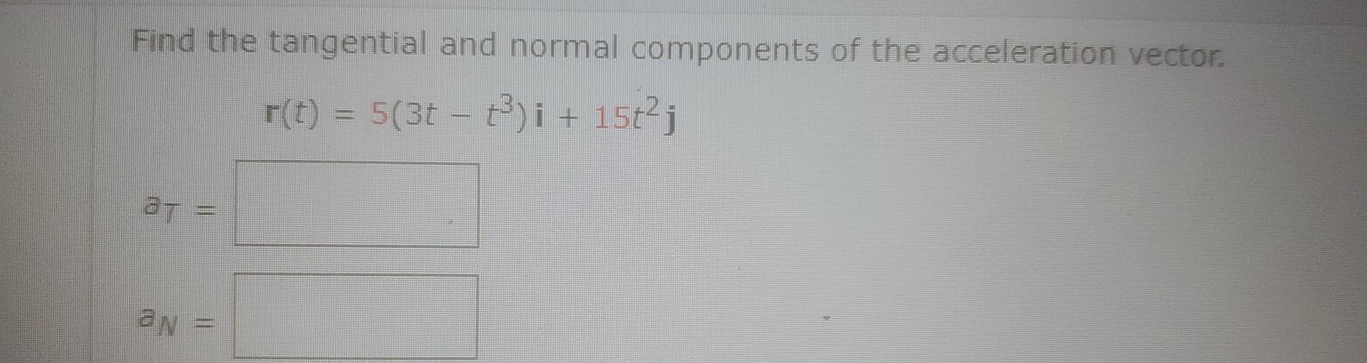 Solved Find the tangential and normal components of the | Chegg.com