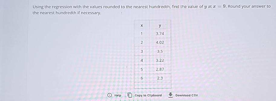 Solved Using the regression with the values rounded to the | Chegg.com
