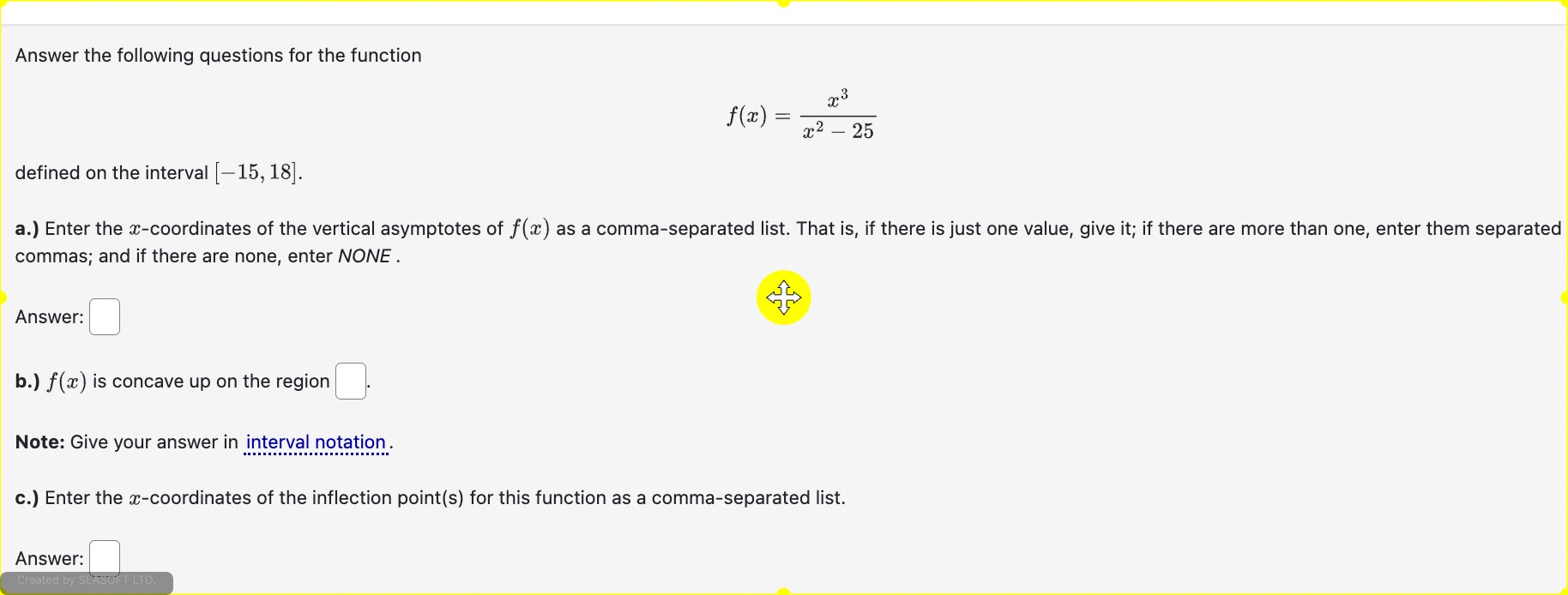 Solved Answer the following questions for the function | Chegg.com