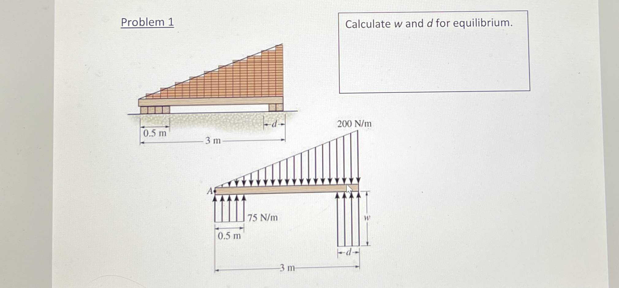 Solved Problem 1Calculate w ﻿and d ﻿for equilibrium. | Chegg.com