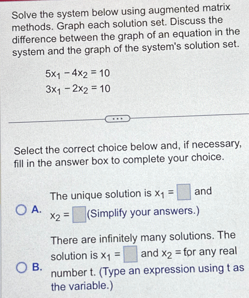 Solve the system below using augmented matrix | Chegg.com