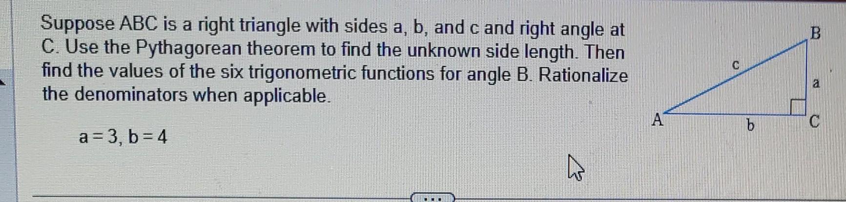 Solved Suppose ABC is a right triangle with sides a,b, and c | Chegg.com
