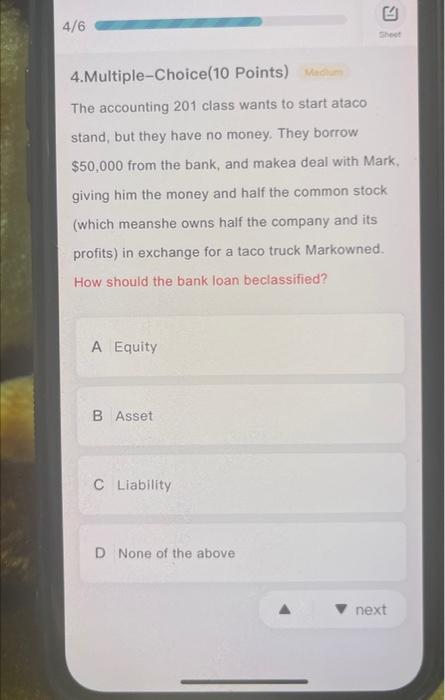 Solved 3.Multiple-Choice(10 Points) The accounting 201 class | Chegg.com