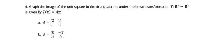 Solved 6. Graph the image of the unit square in the first | Chegg.com