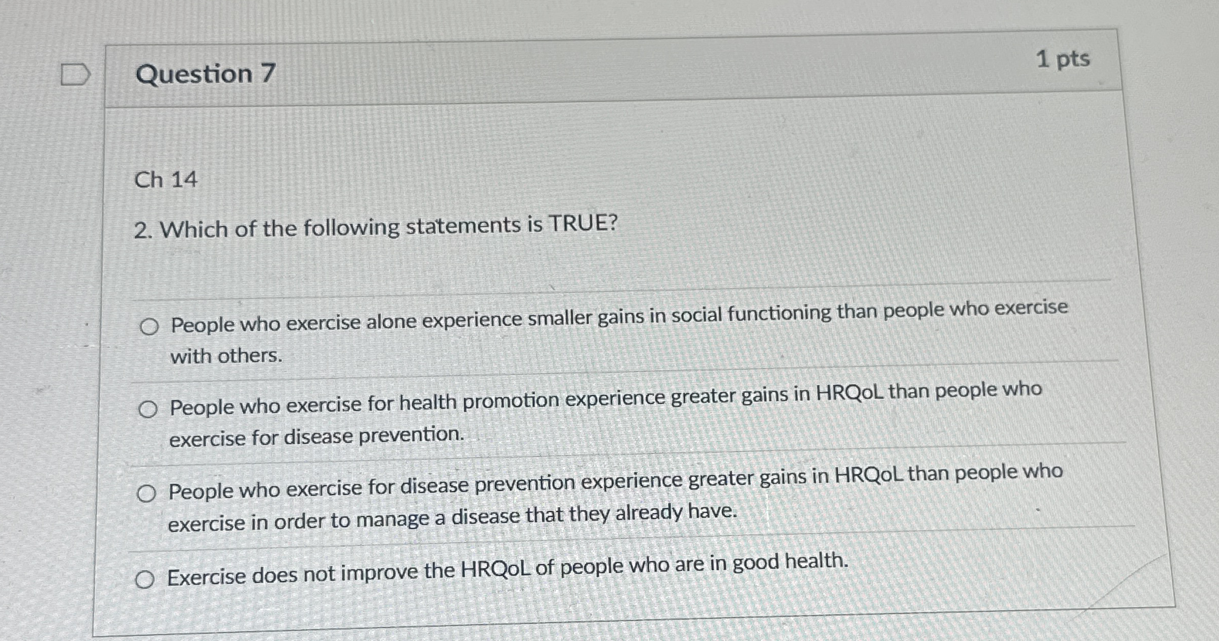 Solved Question 71 ﻿ptsCh 142. ﻿Which of the following | Chegg.com