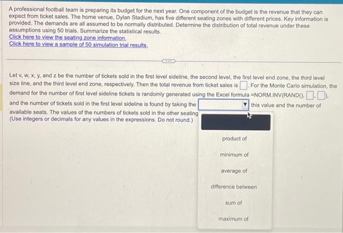 Solved Seating Zone InformationSimulation ResultsA | Chegg.com