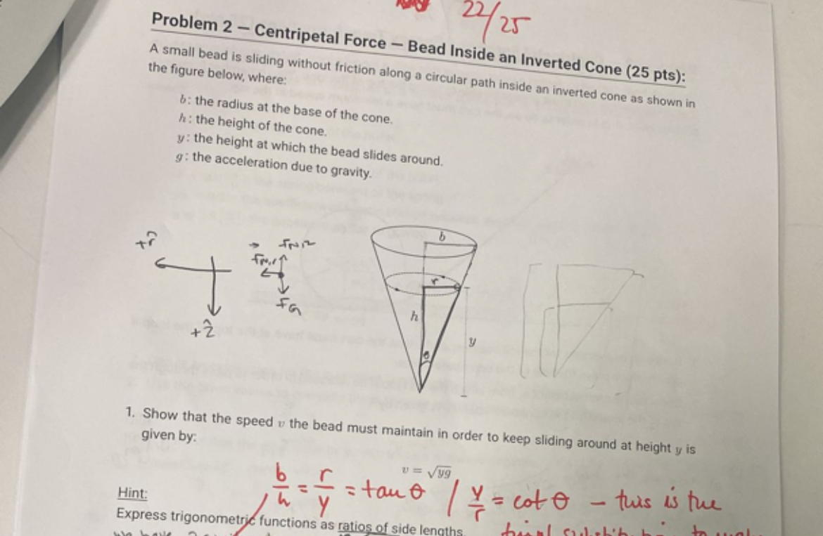Solved Problem 2 - ﻿Centripetal Force - ﻿Bead Inside an | Chegg.com
