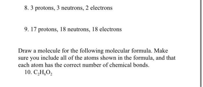 Solved 8. 3 protons, 3 neutrons, 2 electrons 9.17 protons, | Chegg.com