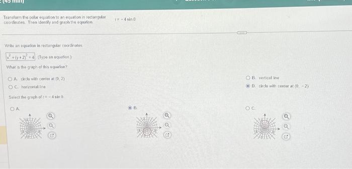 Solved Trassform the polat ecvation to an equation in | Chegg.com