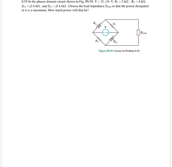 Solved 8.59 In ﻿the phasor-domain circuit shown in ﻿Fig. | Chegg.com