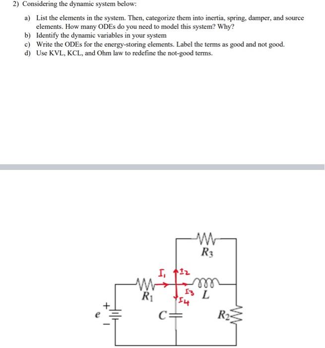 Solved 2) Considering the dynamic system below: a) List the | Chegg.com