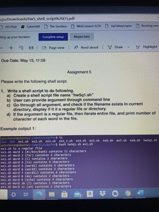 Solved 190/Downloads/hw5_shell script%20(1).pdf ATS Print 65 | Chegg.com