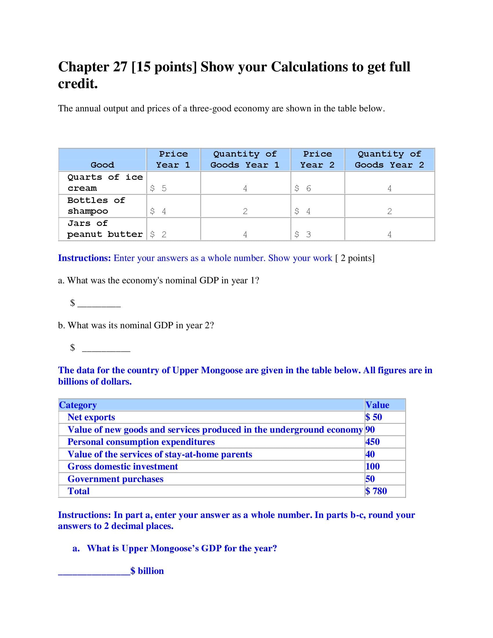 Solved Chapter 27 [15 ﻿points] ﻿Show your Calculations to | Chegg.com