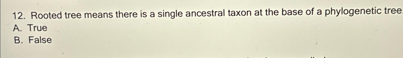 Solved Rooted tree means there is a single ancestral taxon | Chegg.com
