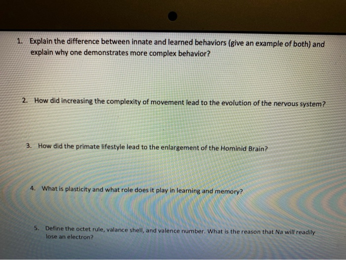 Solved 1. Explain the difference between innate and learned | Chegg.com