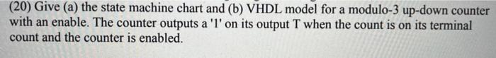 Solved (20) Give (a) the state machine chart and (b) VHDL | Chegg.com