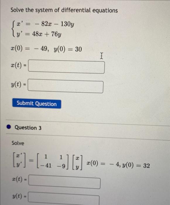 Solved Solve the system of differential equations | Chegg.com