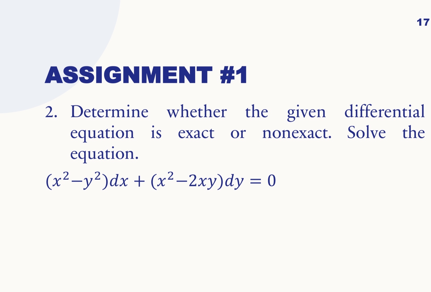 Solved ASSIGNMENT #1Determine whether the given | Chegg.com