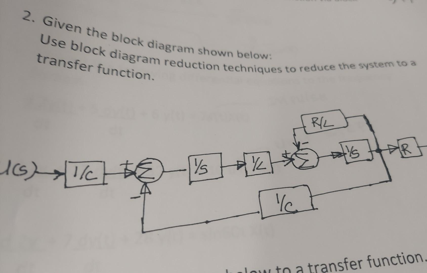 2. Given the block diagram shown below: Use block | Chegg.com