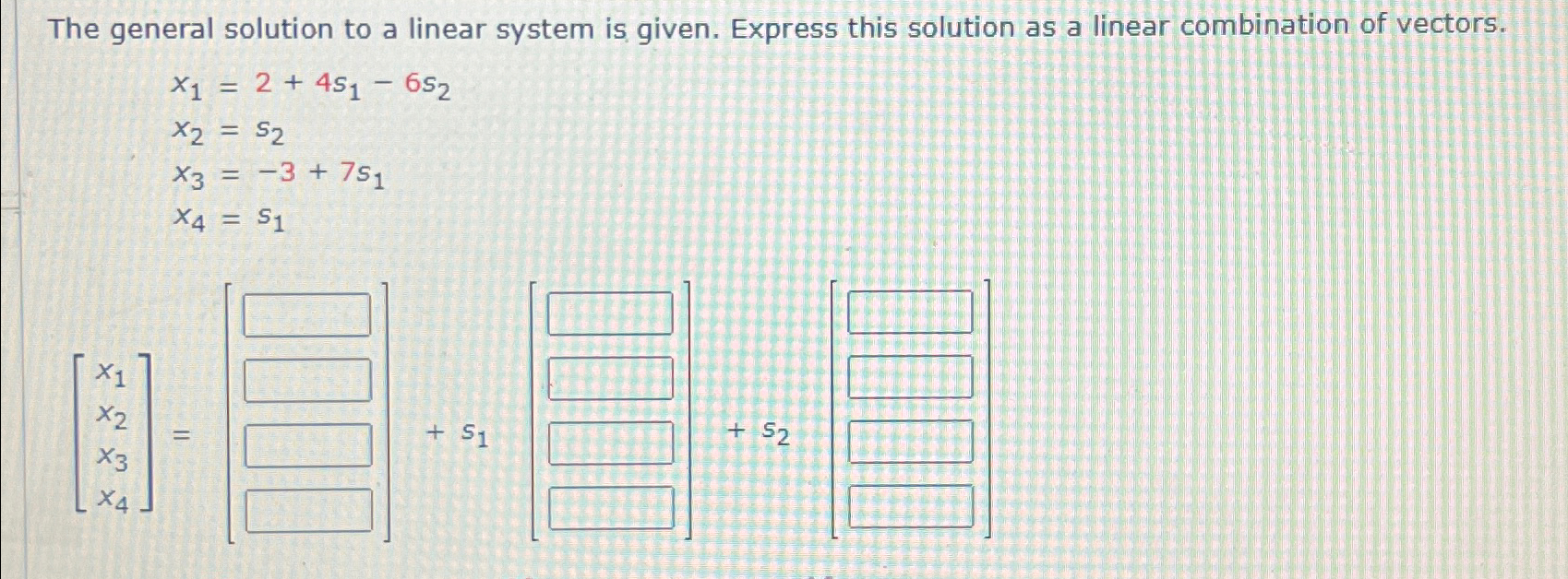 Solved The general solution to a linear system is given. | Chegg.com