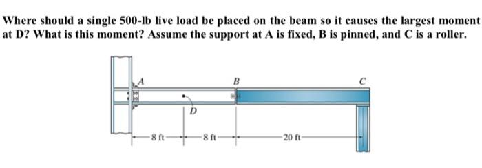 Solved Where should a single 500 -lb live load be placed on | Chegg.com