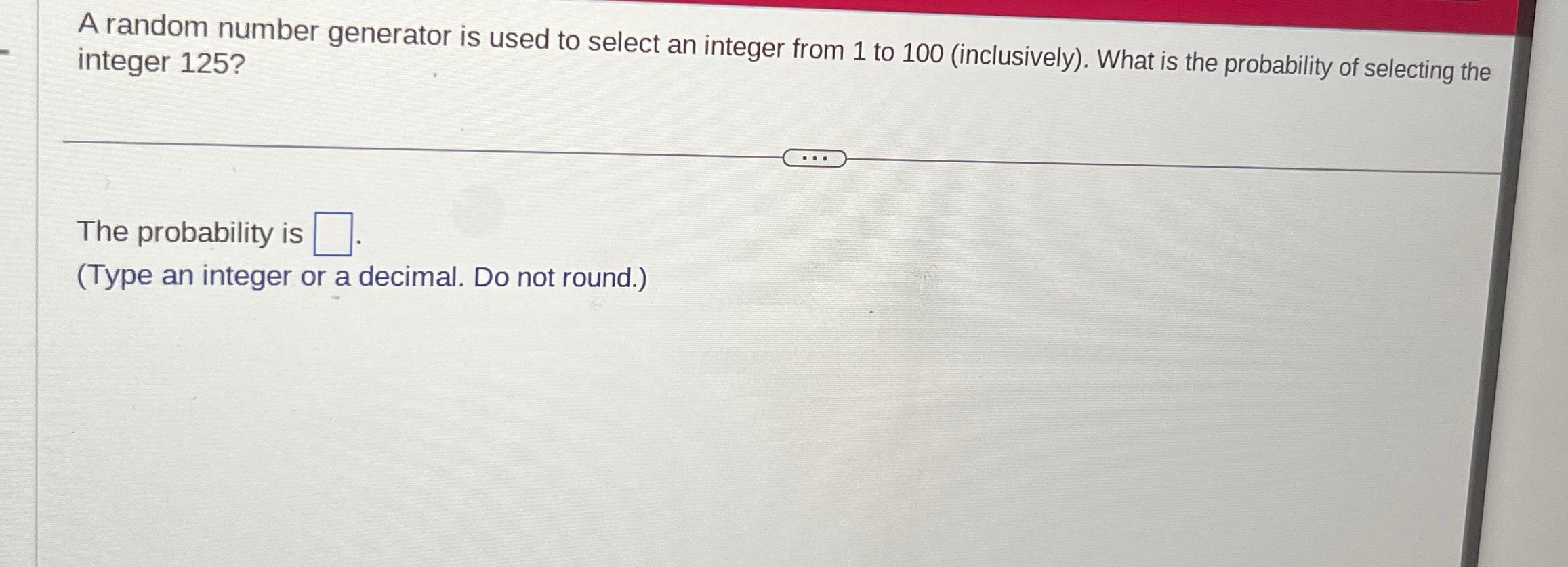 A random number generator is used to select an | Chegg.com