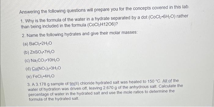 Solved Answering the following questions will prepare you | Chegg.com