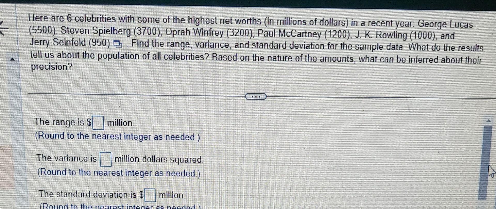 Here are 6 celebrities with some of the highest net | Chegg.com