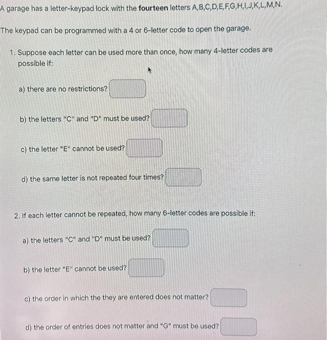 Solved 2. If each letter cannot be repeated, how many | Chegg.com