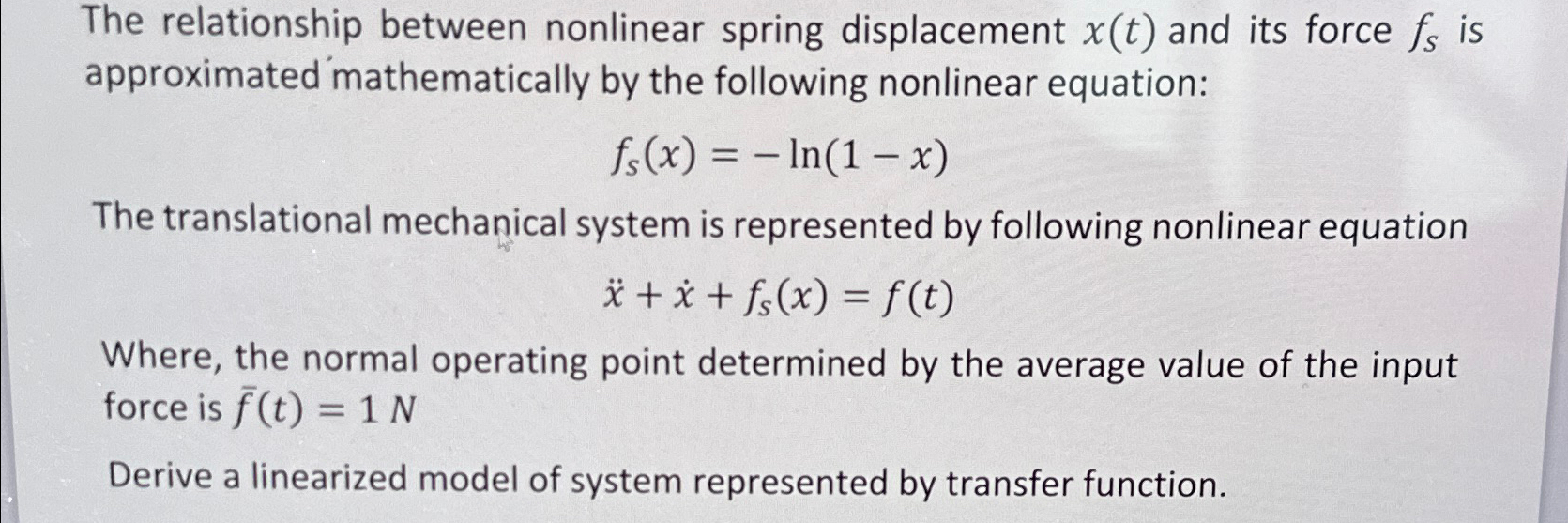 Solved The relationship between nonlinear spring | Chegg.com