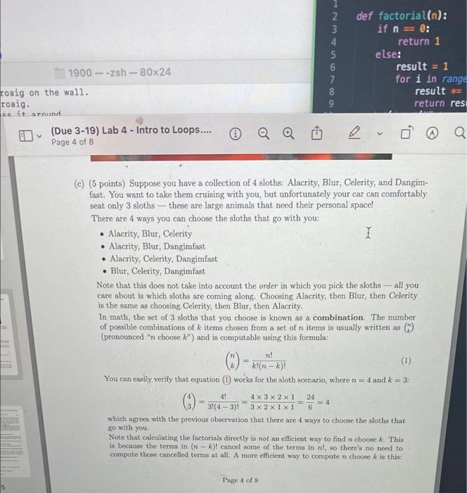 23456789 def factorial (n): if n=0: return 1 else: | Chegg.com