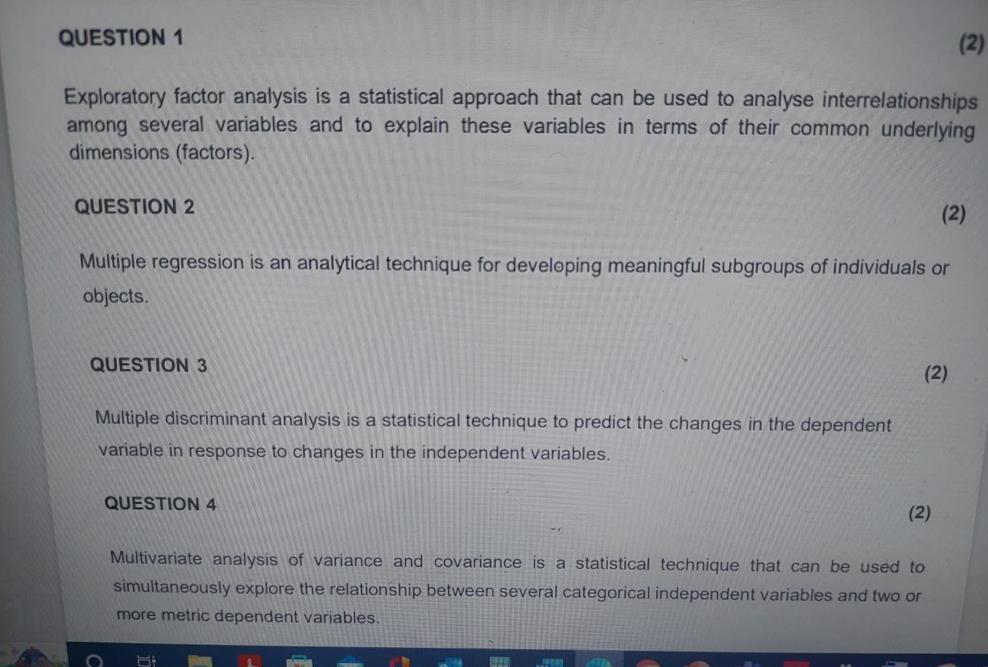 Solved Exploratory factor analysis is a statistical approach | Chegg.com
