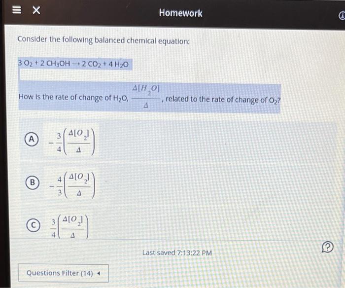 Solved Consider the following balanced chemical equation: | Chegg.com
