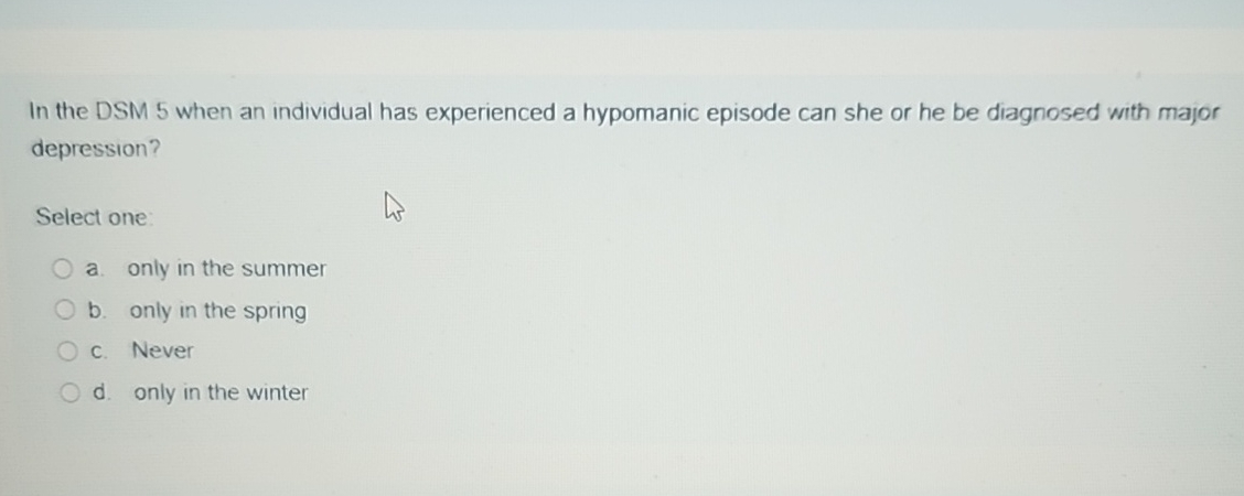 Solved In the DSM 5 ﻿when an individual has experienced a | Chegg.com