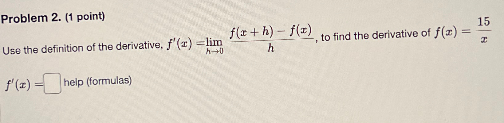 Solved Problem 2. (1 ﻿point)Use the definition of the | Chegg.com
