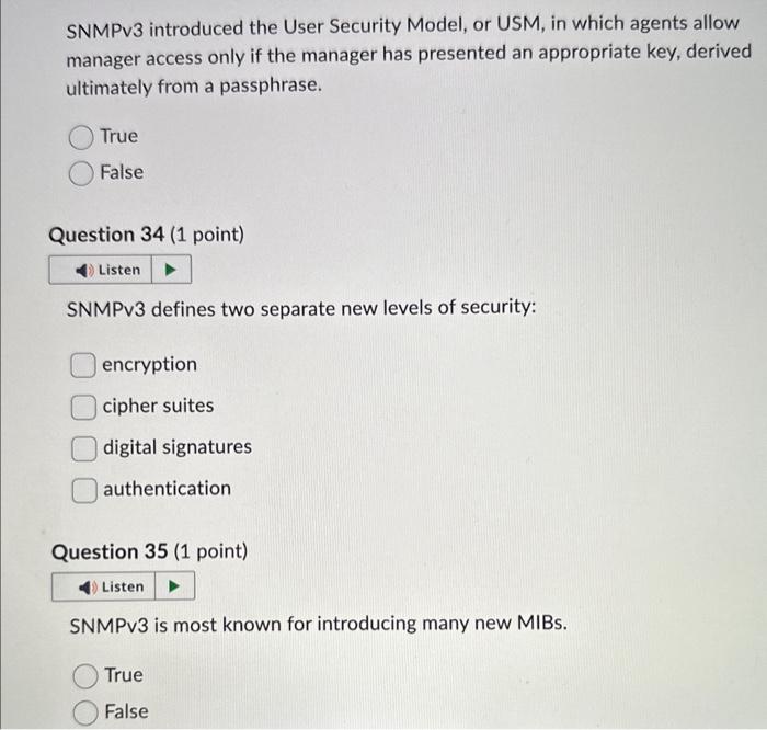 Solved SNMP is a tool used in managing networks True False | Chegg.com