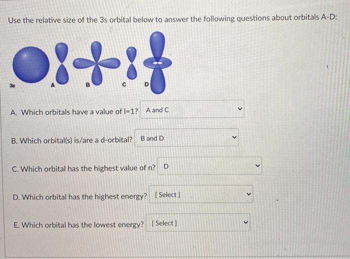 Solved Use the relative size of the 3s orbital below to | Chegg.com