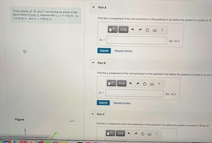 Solved Three objects A,B, and C are moving as shown in the | Chegg.com
