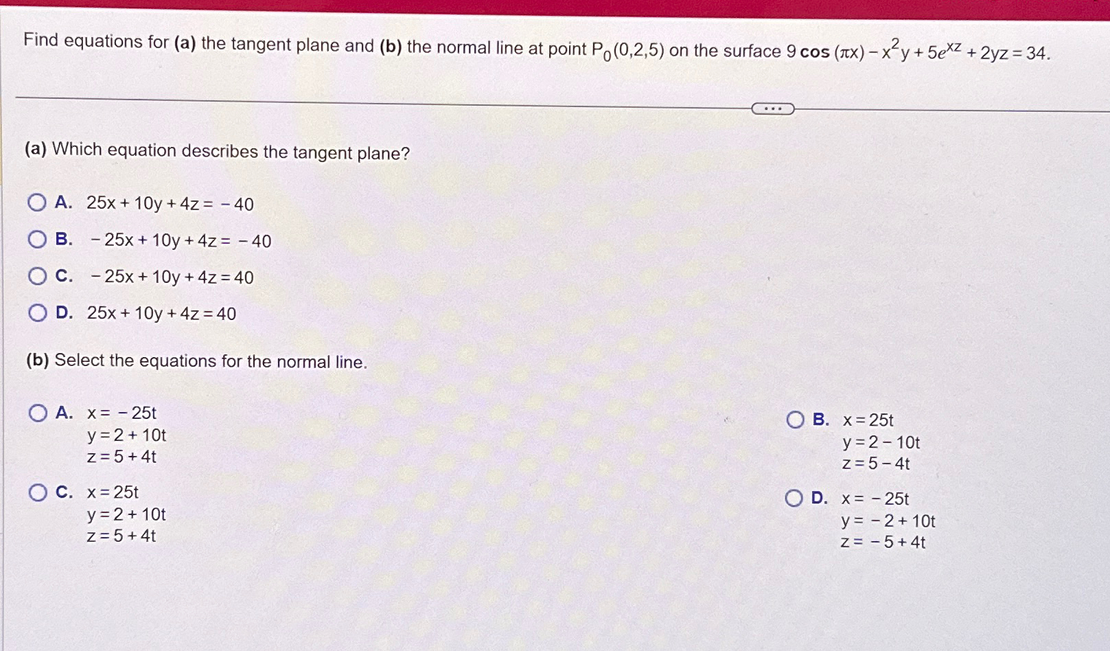 Solved Find equations for (a) ﻿the tangent plane and (b) | Chegg.com