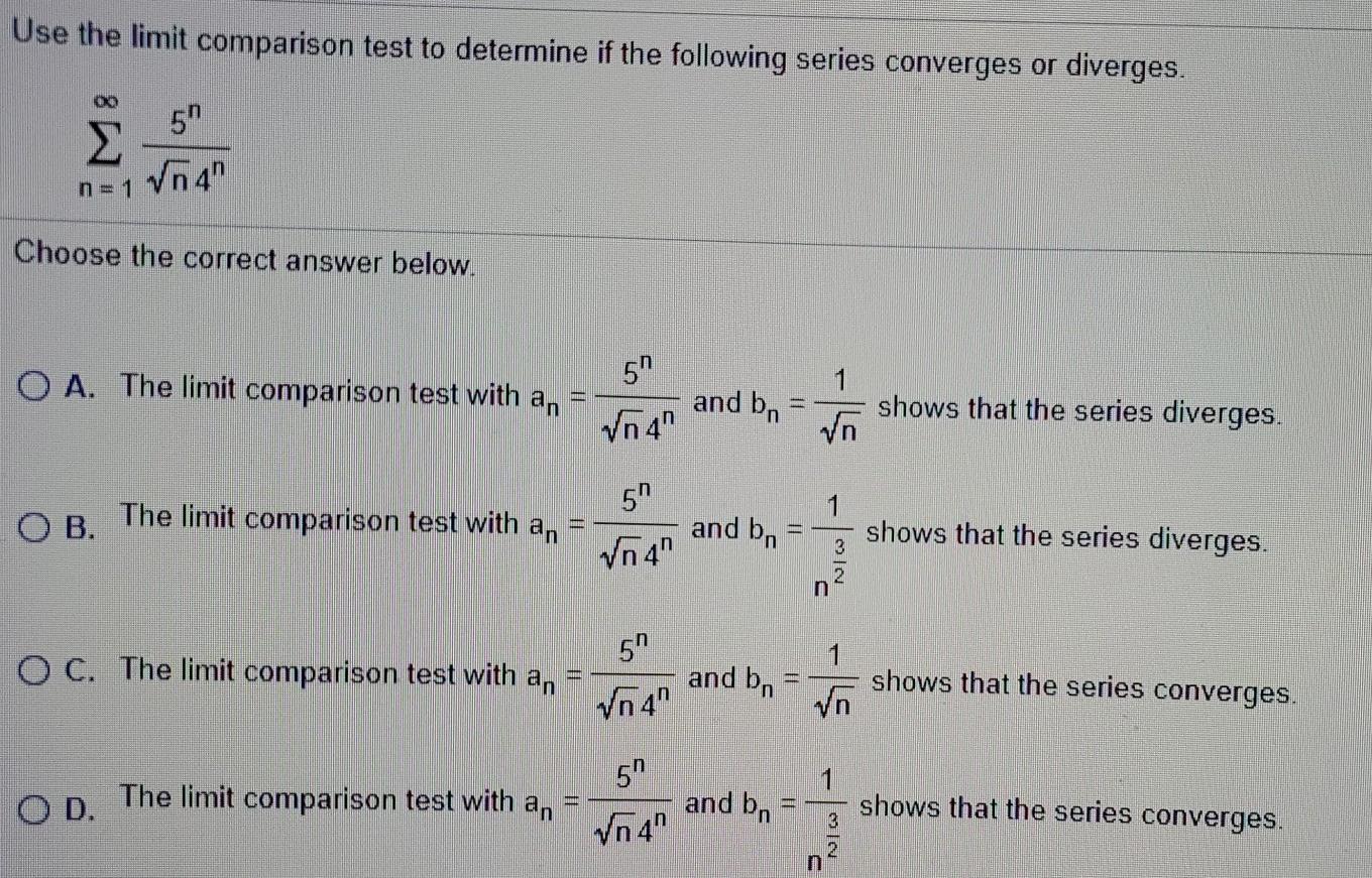 Solved Use the nth-term test for divergence to show that the | Chegg.com