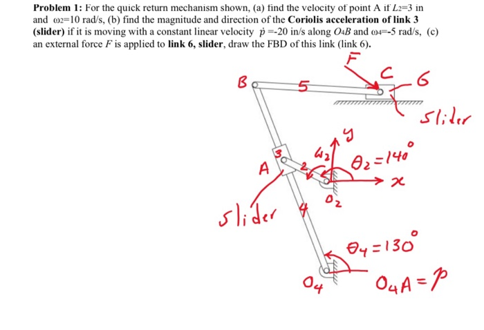 Problem 1: For the quick return mechanism shown, (a) | Chegg.com