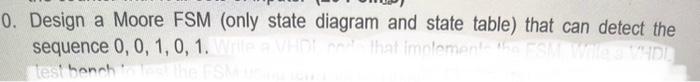Solved Design a Moore FSM (only state diagram and state | Chegg.com