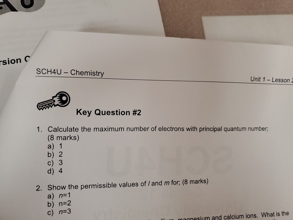 Solved rsion SCH4U - Chemistry Unit 1 - Lesson 2 Key | Chegg.com