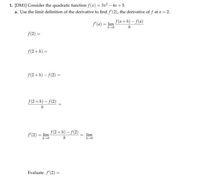 Solved 1. [DM1] Consider the quadratic function f(x) = 3x² − | Chegg.com